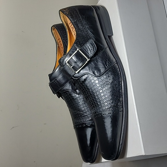 Mezlan | Shoes | Mezlan Custom Black Leather Cap Toe Monkstrap Shoes ...